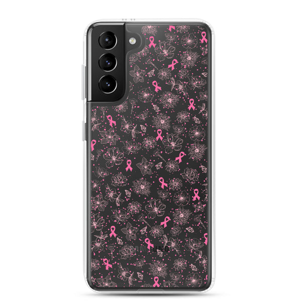 Breast Cancer Ribbon, Pink Floral, and Butterfly Clear Samsung Galaxy ...