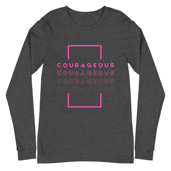 Pink Courageous Long Sleeve Tee for Breast Cancer Awareness – Courage ...